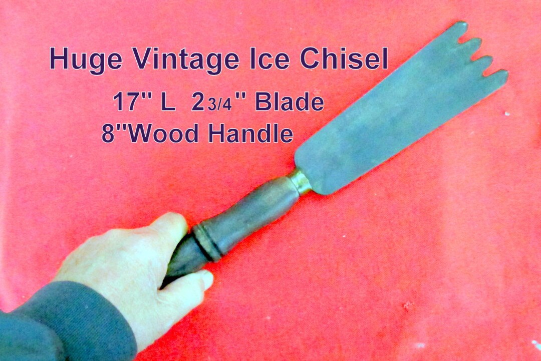 Giant Antique Ice Chisel 17''L 2 3/4''blade Wood Handle 4 Flute Blade ...