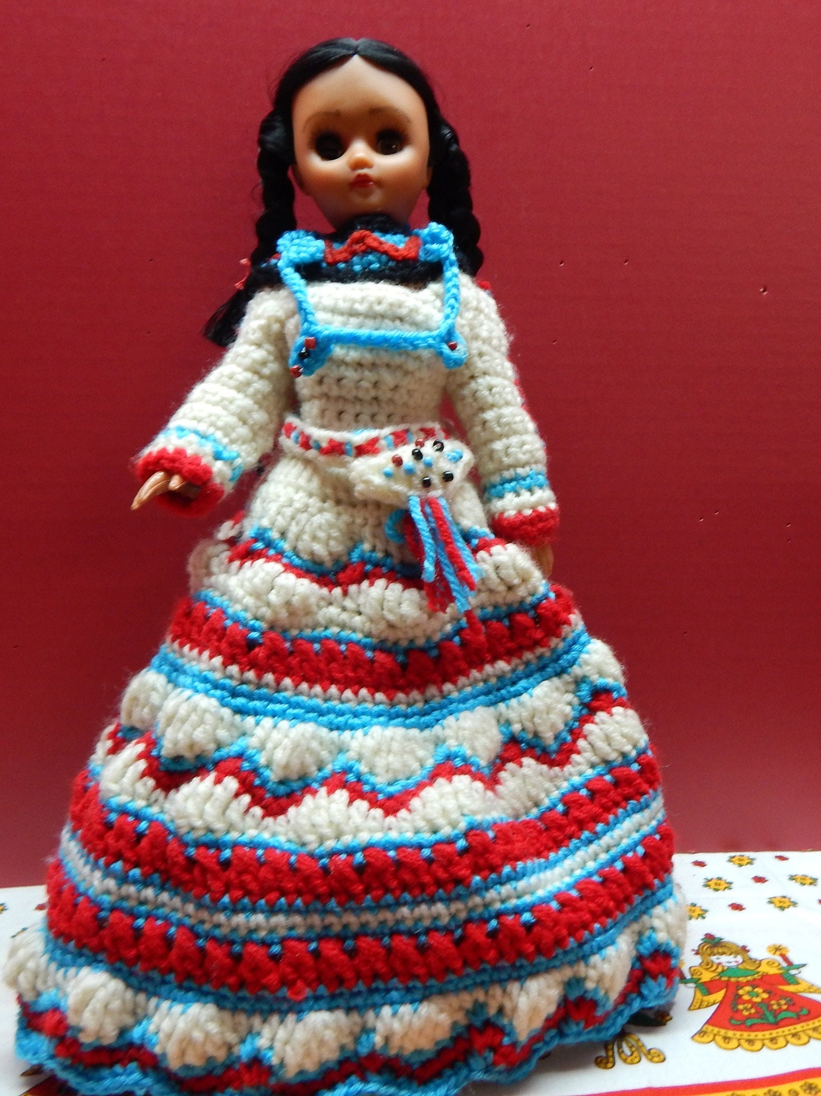 Vintage Native American Princess Doll With Hand Crocheted - Etsy