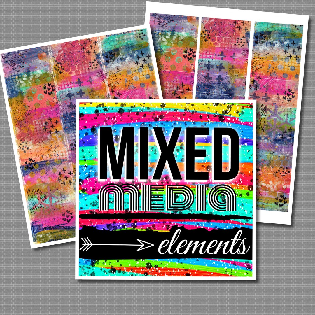 Digital Printable Mixed Media Sticker Elements 1: Labels INSTANT ...