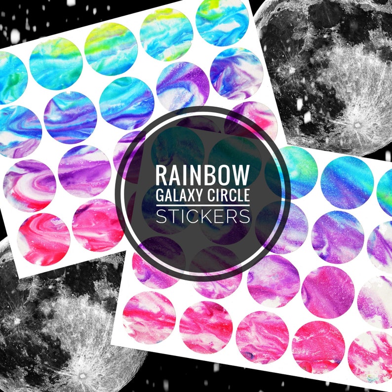 PRINTABLE Rainbow Galaxy Circle Sticker Labels - Etsy