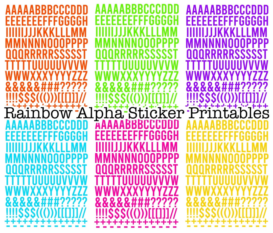 Rainbow Printable Alphabet and Number Stickers DIGITAL DOWNLOAD - Etsy