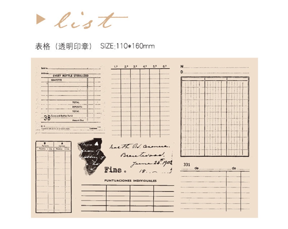 8 Pcs Clear Rubber Stamp Set Note Label Form Transparent - Etsy