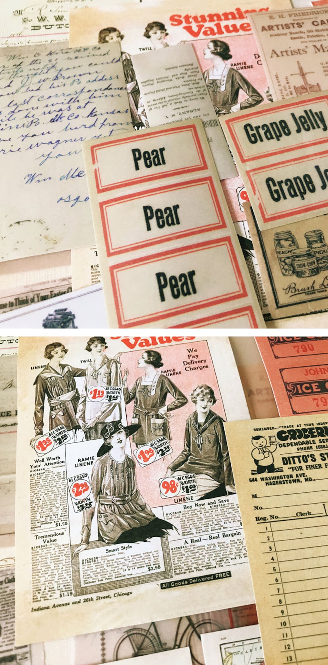 59 pcs Vintage Retro Junk Journal Kit Pack Canvas Texture | Etsy