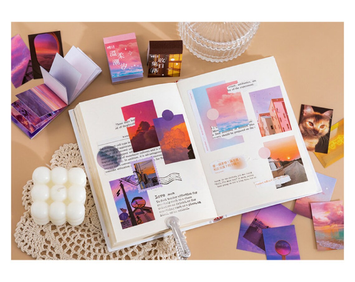 50 pcs Aesthetic Color Sticker Booklet Romantic TN Art | Etsy