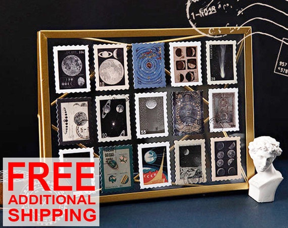 46 pcs Moon Planet Postage Stamp Sticker Set Celestial | Etsy
