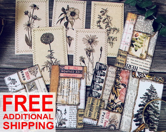 10 Pcs Vintage Botanical Plant Card Paper Kit Flower Leaves | Etsy