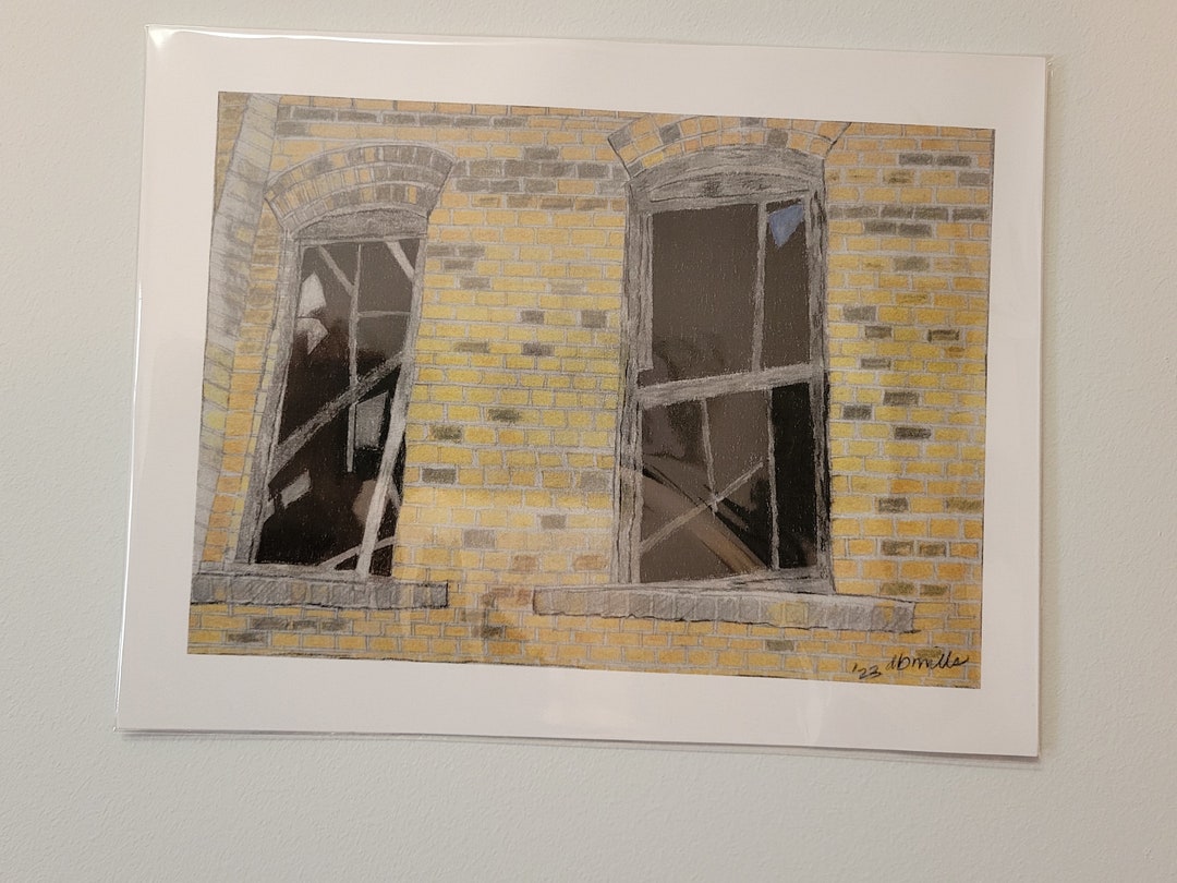 Original Colored Pencil Drawing of Old Building Symbolizing Broken ...