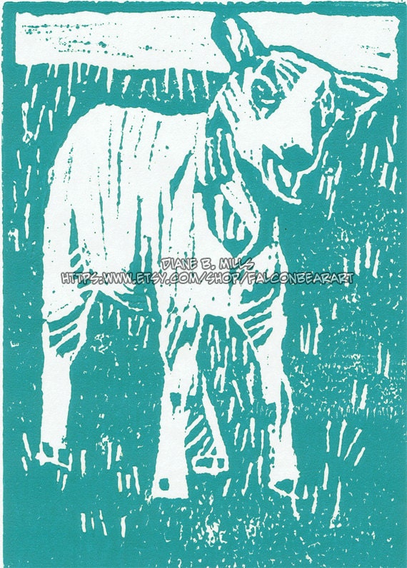 Little Lamb in Spring Linoleum Block Print - Etsy