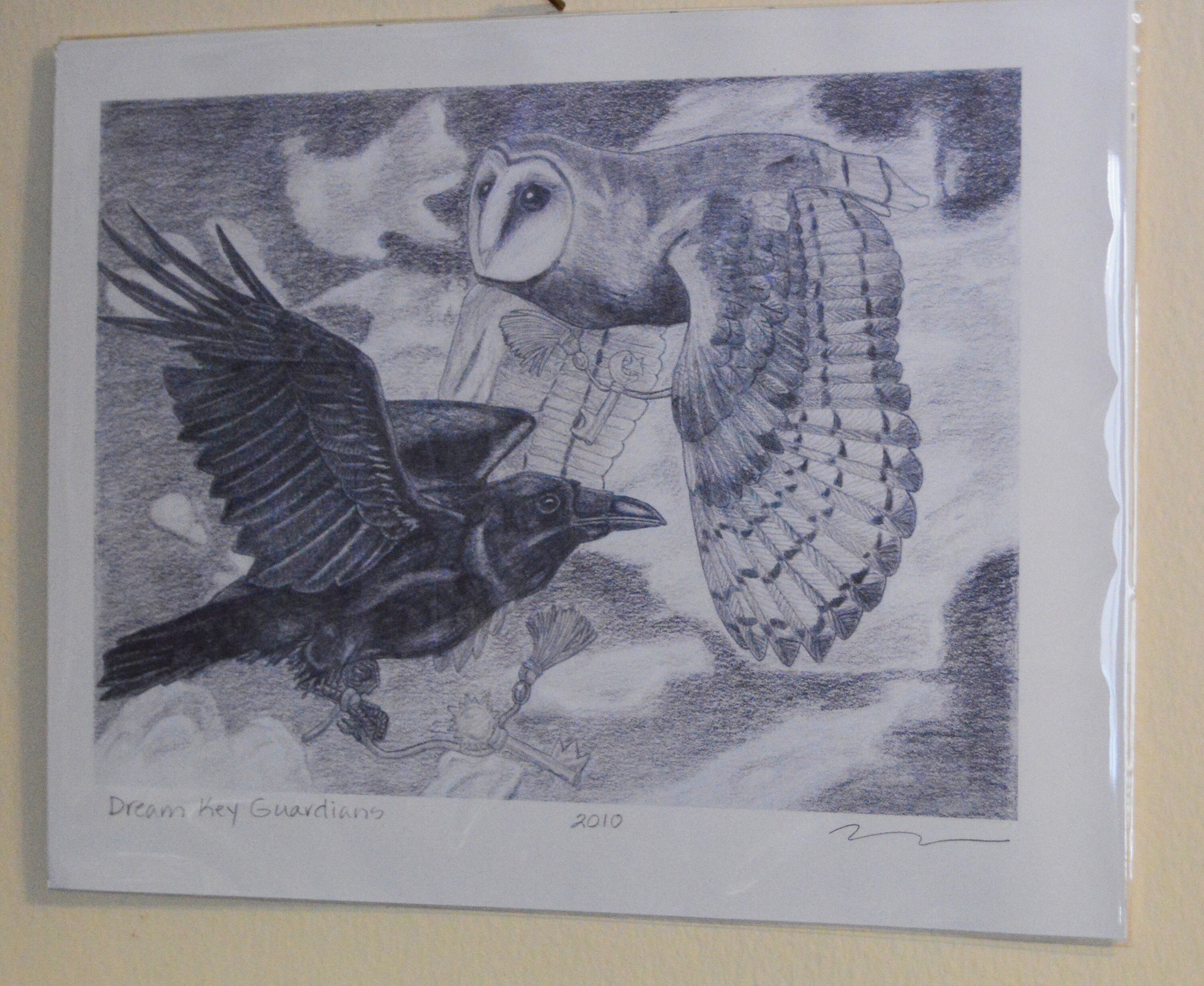 Graphite Drawing of a Raven and Owl - Etsy