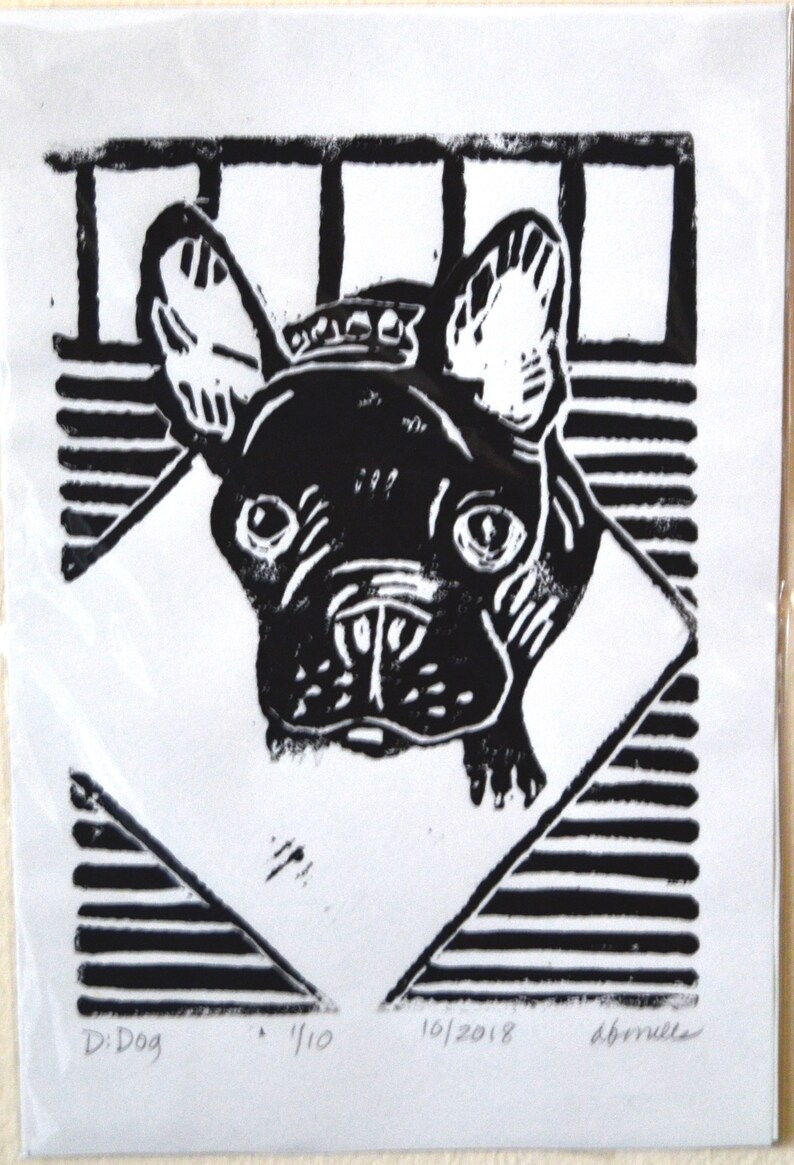 Linoleum Print of a Dog - Etsy