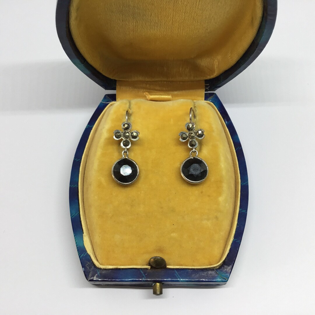 Vintage Earrings, Art Deco Silver, Marquesite and Hematite 1920/art ...