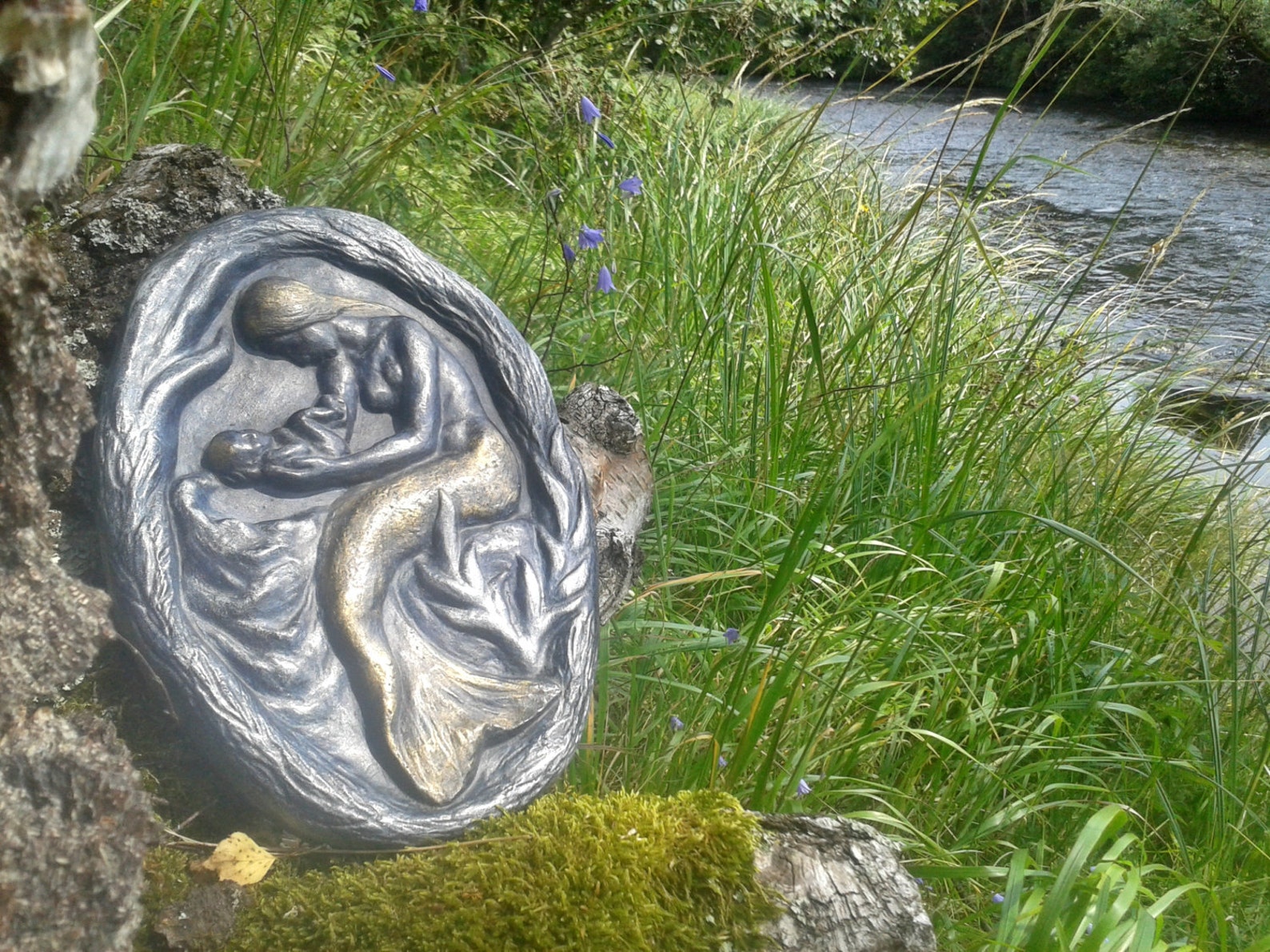 Mermaid River Madonna and Baby Naiad Wall Hanging Original - Etsy