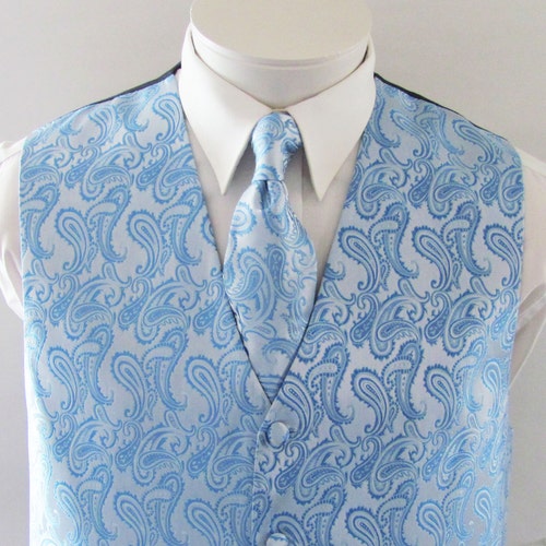 Mens Vest Bright Light to Medium Blue Tone on Tone Satin - Etsy