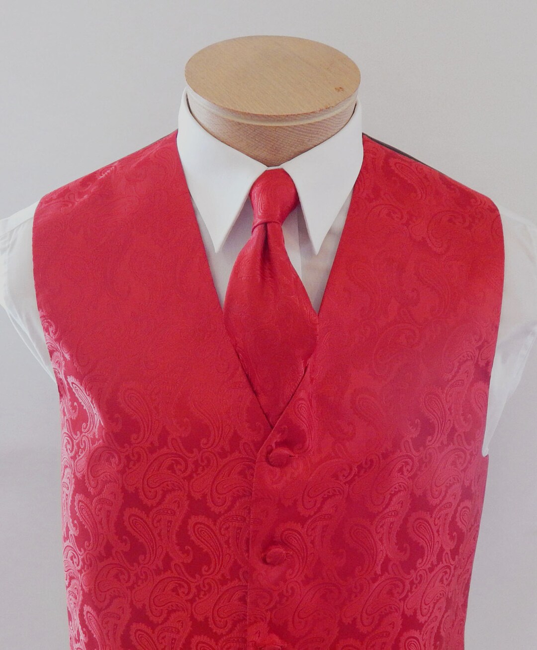 Mens Vest Red Tone on Tone Satin Paisley Vest Tie and Pocket - Etsy
