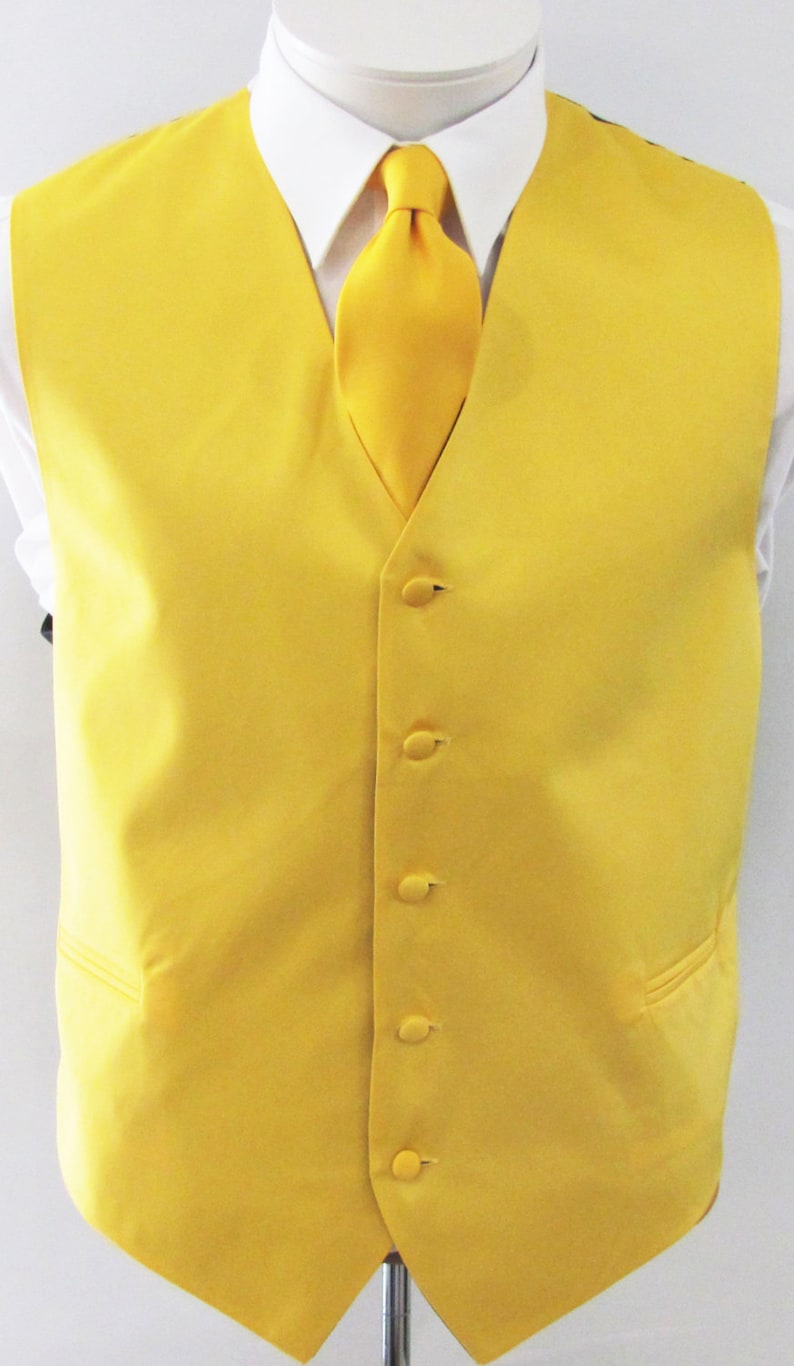 Mens Vest Poppy Yellow Smooth Satin and Covered Buttons Vest | Etsy