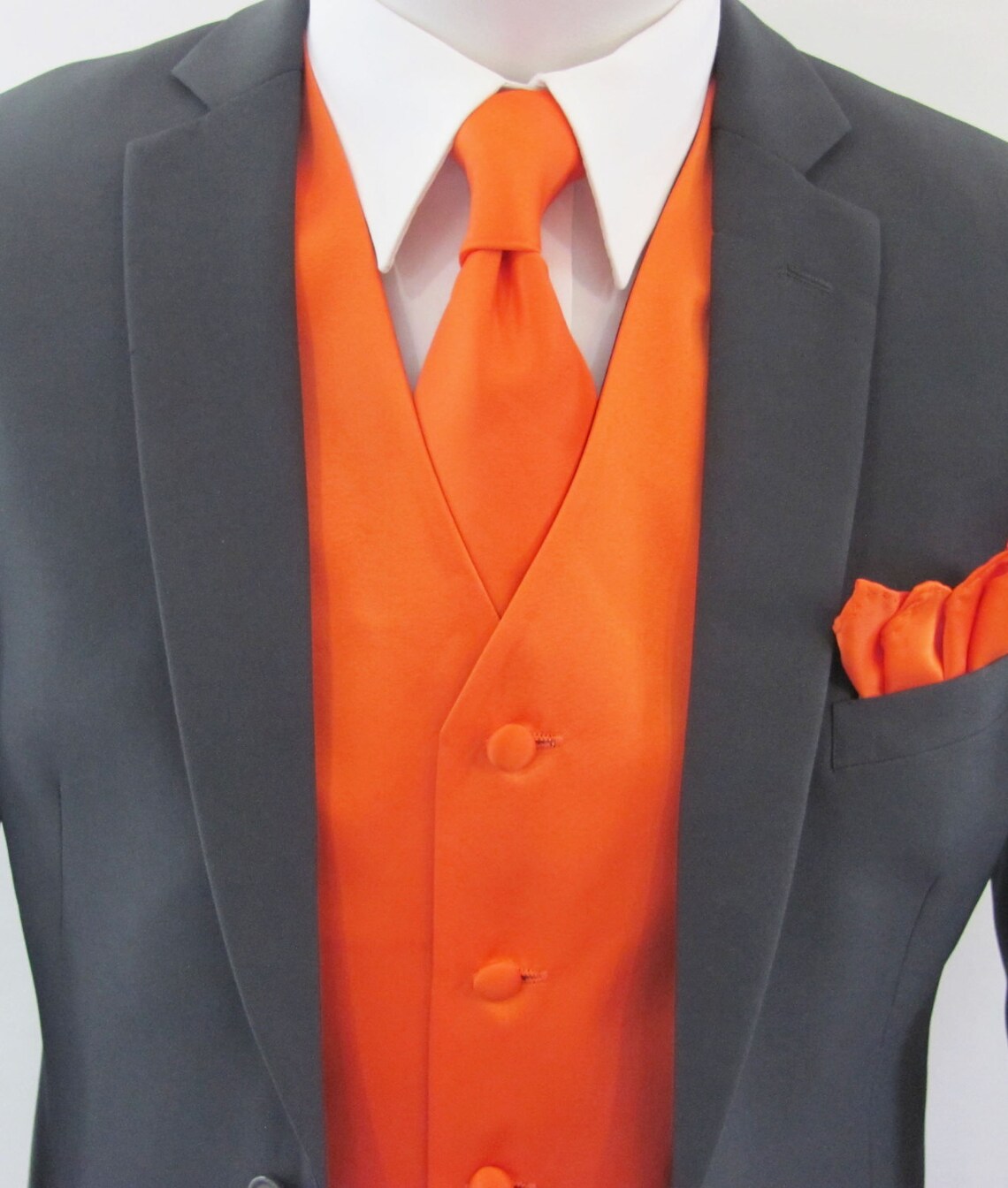 Mens Vest Orange With Covered Buttons Vest Comes With Matching Tie and ...