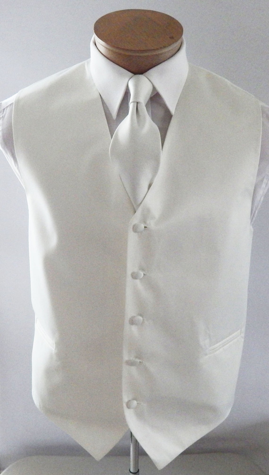 Mens Vest White Smooth Satin and Covered Buttons Vest Comes | Etsy