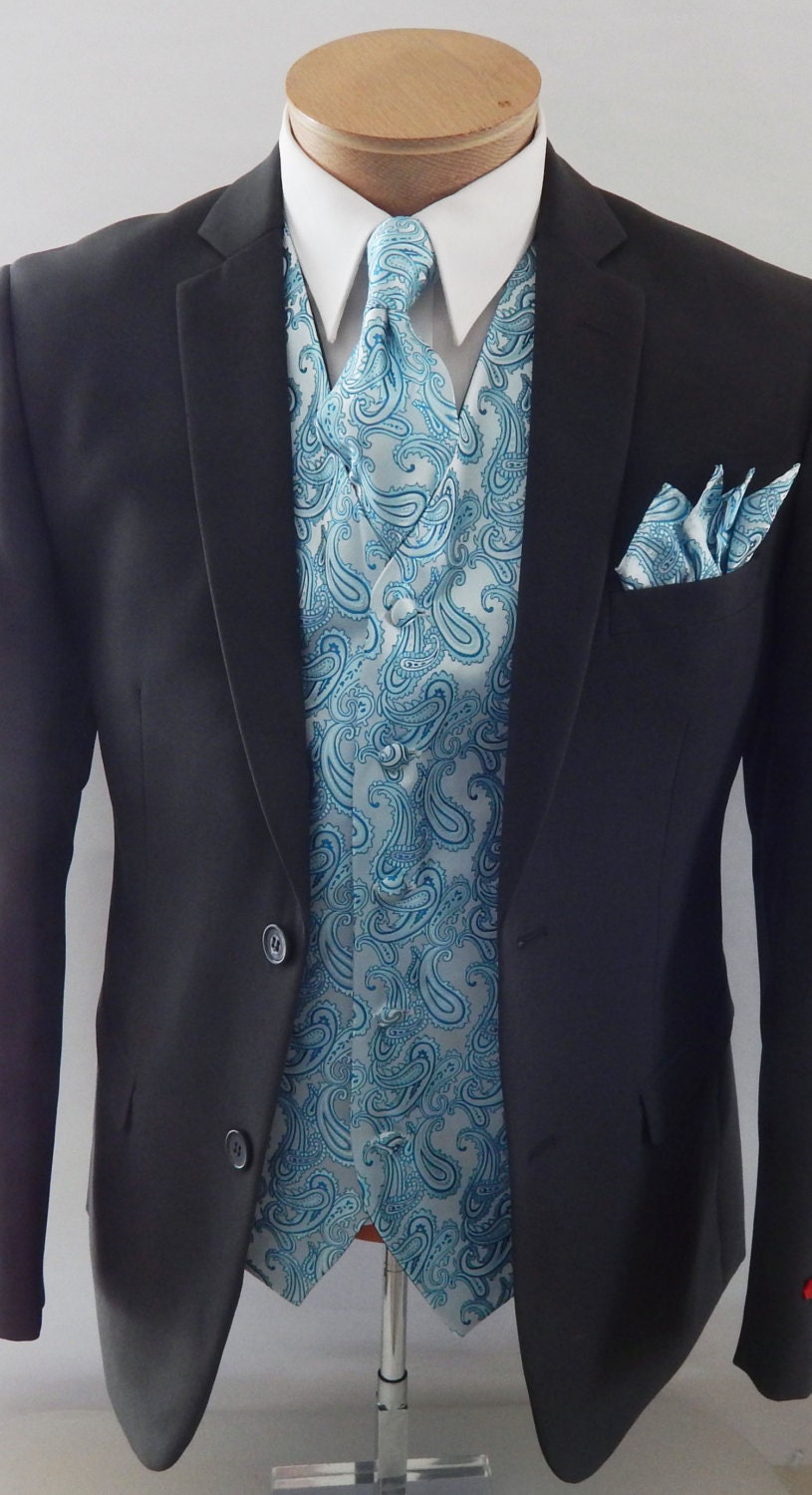 Mens Vest Bright Light to Medium Blue Tone on Tone Satin - Etsy