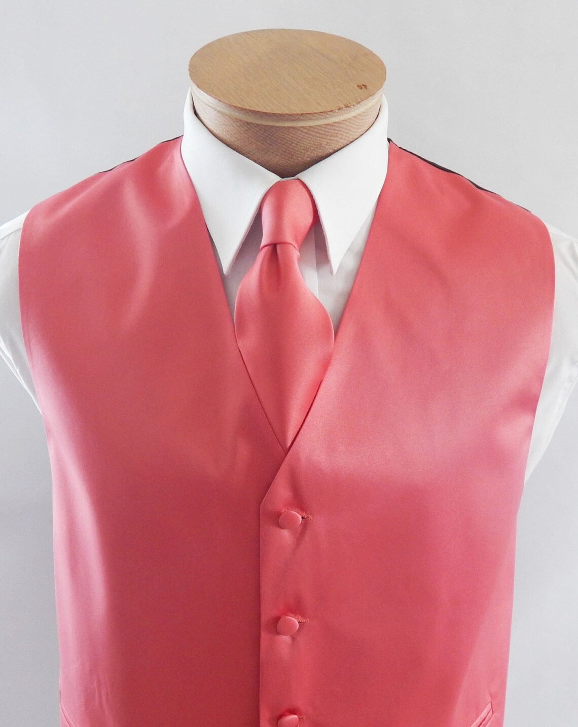 Mens Vest Coral Smooth Satin and Covered Buttons Vest Comes With ...