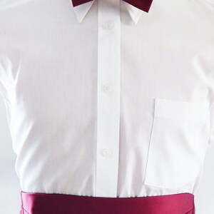 Mens Burgundy Cummerbund Set Adjustable Belt and Tie With Matching ...