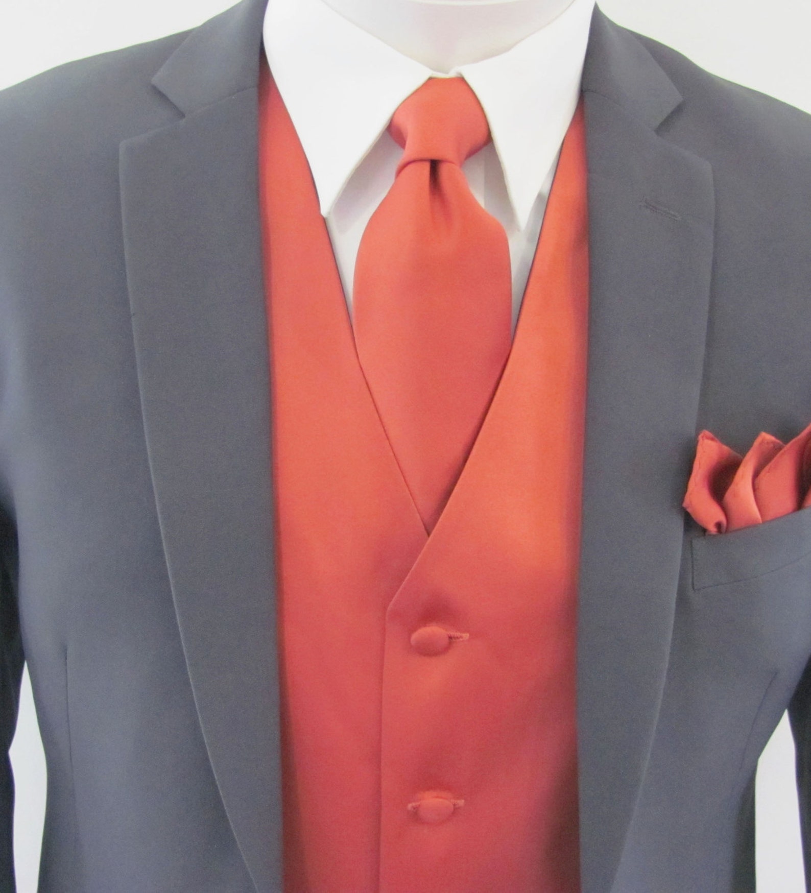 Mens Vest Rust With Covered Buttons Vest Comes With Matching Tie and ...