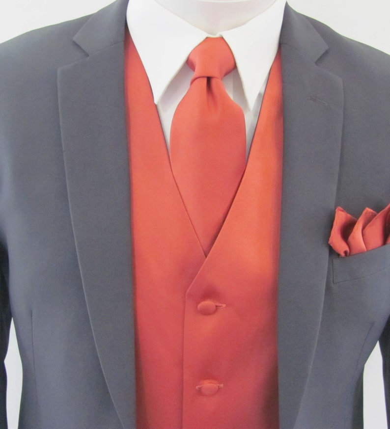 Mens Vest Rust With Covered Buttons Vest Comes With Matching Tie and ...