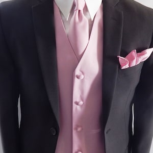 Mens Vests Medium Pink Smooth Satin and Covered Buttons Vest Comes With ...