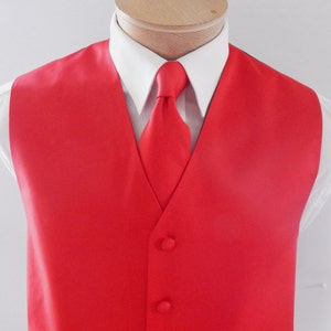 Mens Vest Red Smooth Satin and Covered Buttons Vest Comes With Matching ...