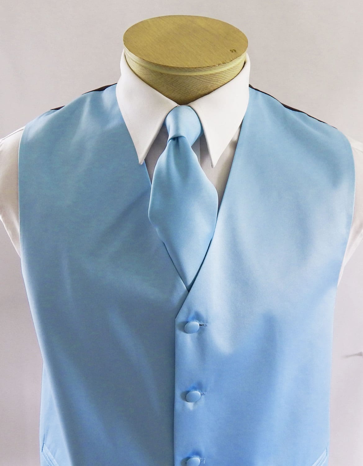 Mens Vest Light Blue Smooth Satin and Covered Buttons Vest - Etsy
