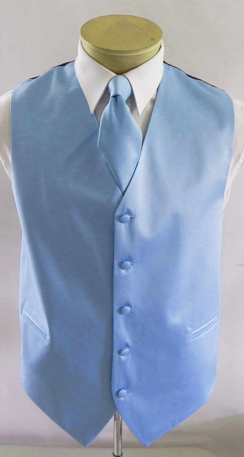 Mens Vest Light Blue Smooth Satin and Covered Buttons Vest - Etsy