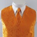 Mens Vest Burnt Orange Tone on Tone Satin Paisley Mans Vest Tie and ...