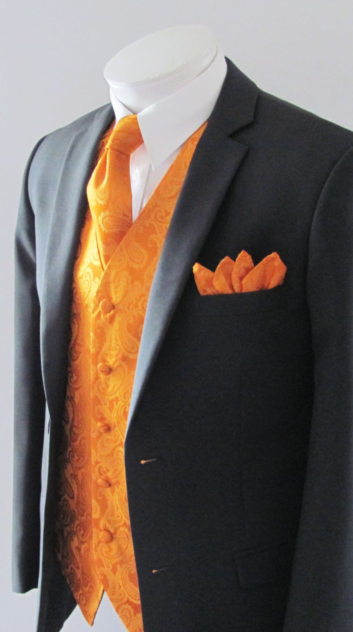 Mens Vest Burnt Orange Tone On Tone Satin Paisley Mans Vest | Etsy