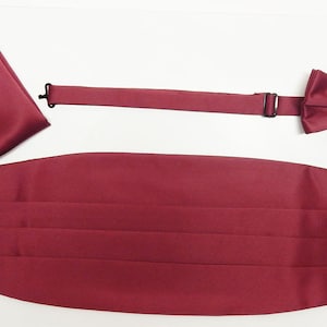 Mens Burgundy Cummerbund Set Adjustable Belt and Tie With Matching ...
