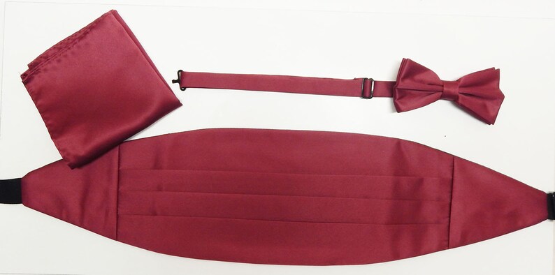 Mens Burgundy Cummerbund Set Adjustable Belt and Tie With - Etsy
