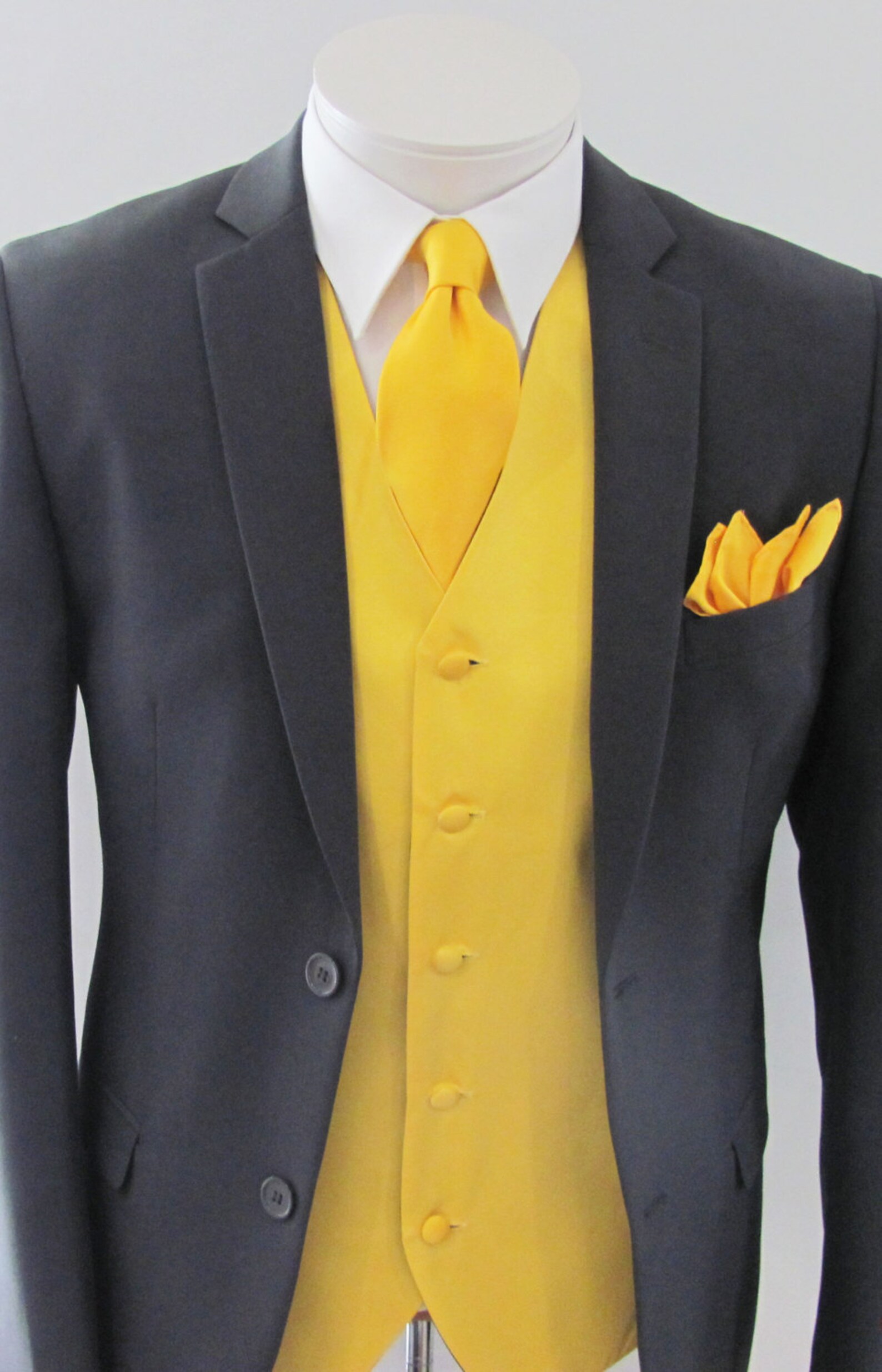 Mens Vest Poppy Yellow Smooth Satin and Covered Buttons Vest | Etsy