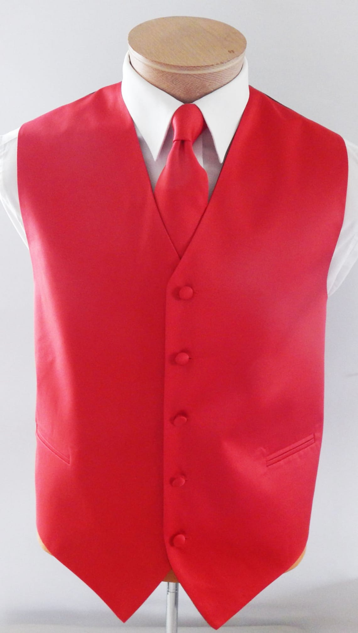 Mens Vest Red Smooth Satin and Covered Buttons Vest Comes With | Etsy