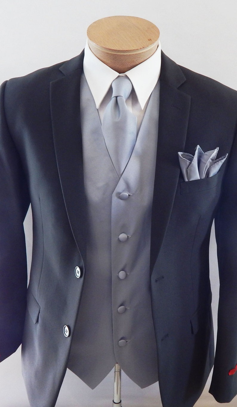 Mens Vest Silver Satin With Covered Buttons Vest Comes With | Etsy