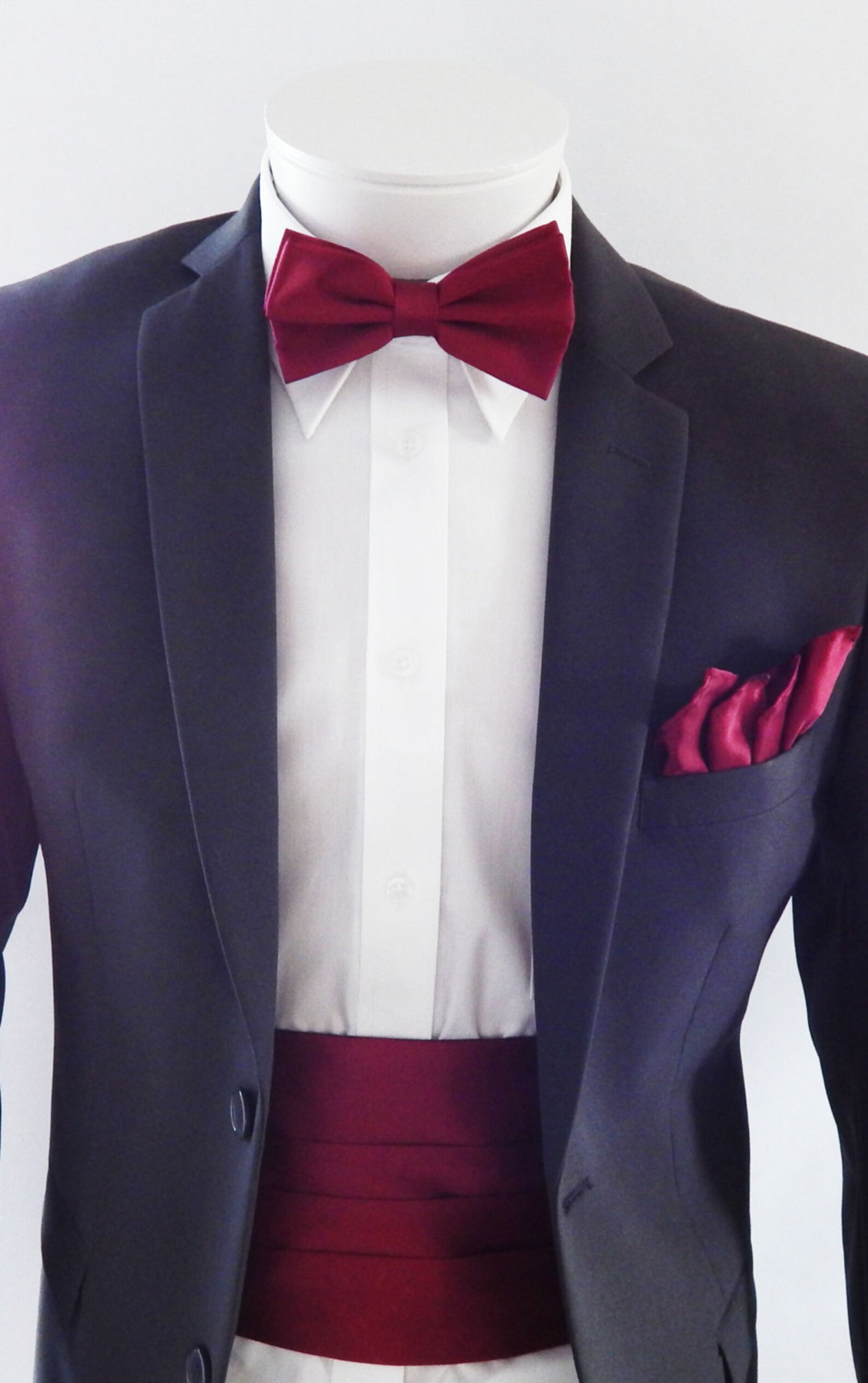 Mens Burgundy Cummerbund Set Adjustable Belt and Tie With | Etsy