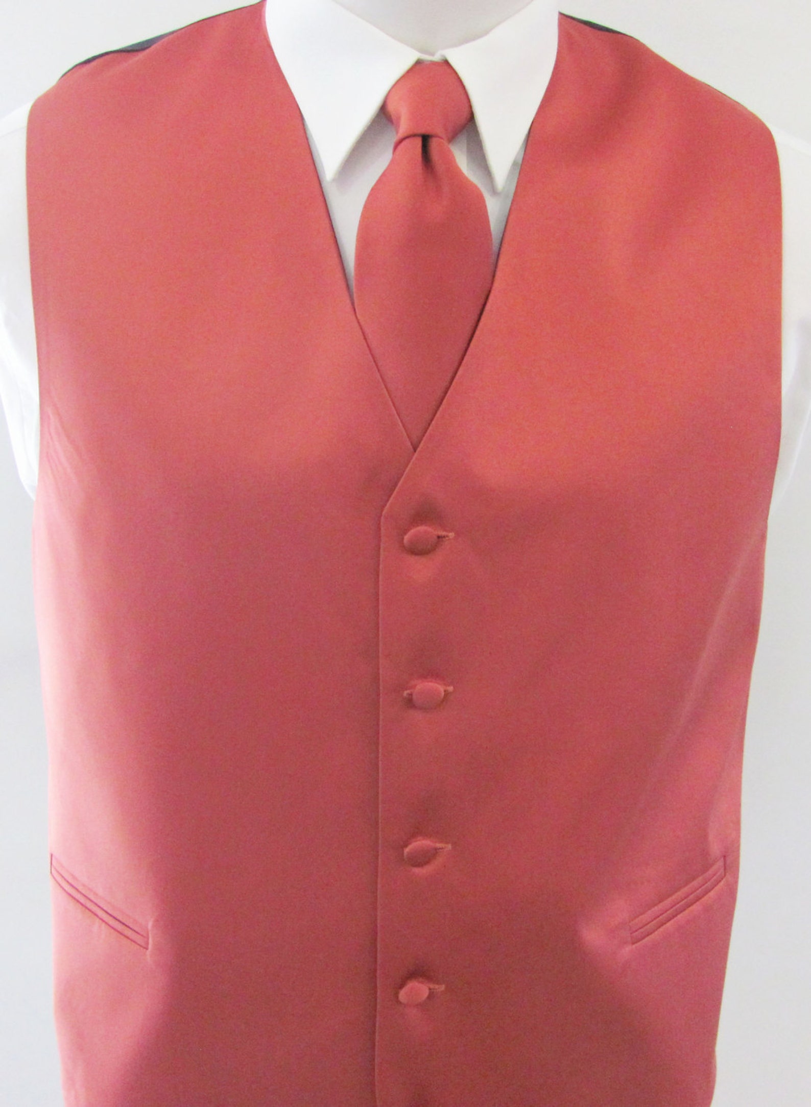 Mens Vest Rust With Covered Buttons Vest Comes With Matching Tie and ...