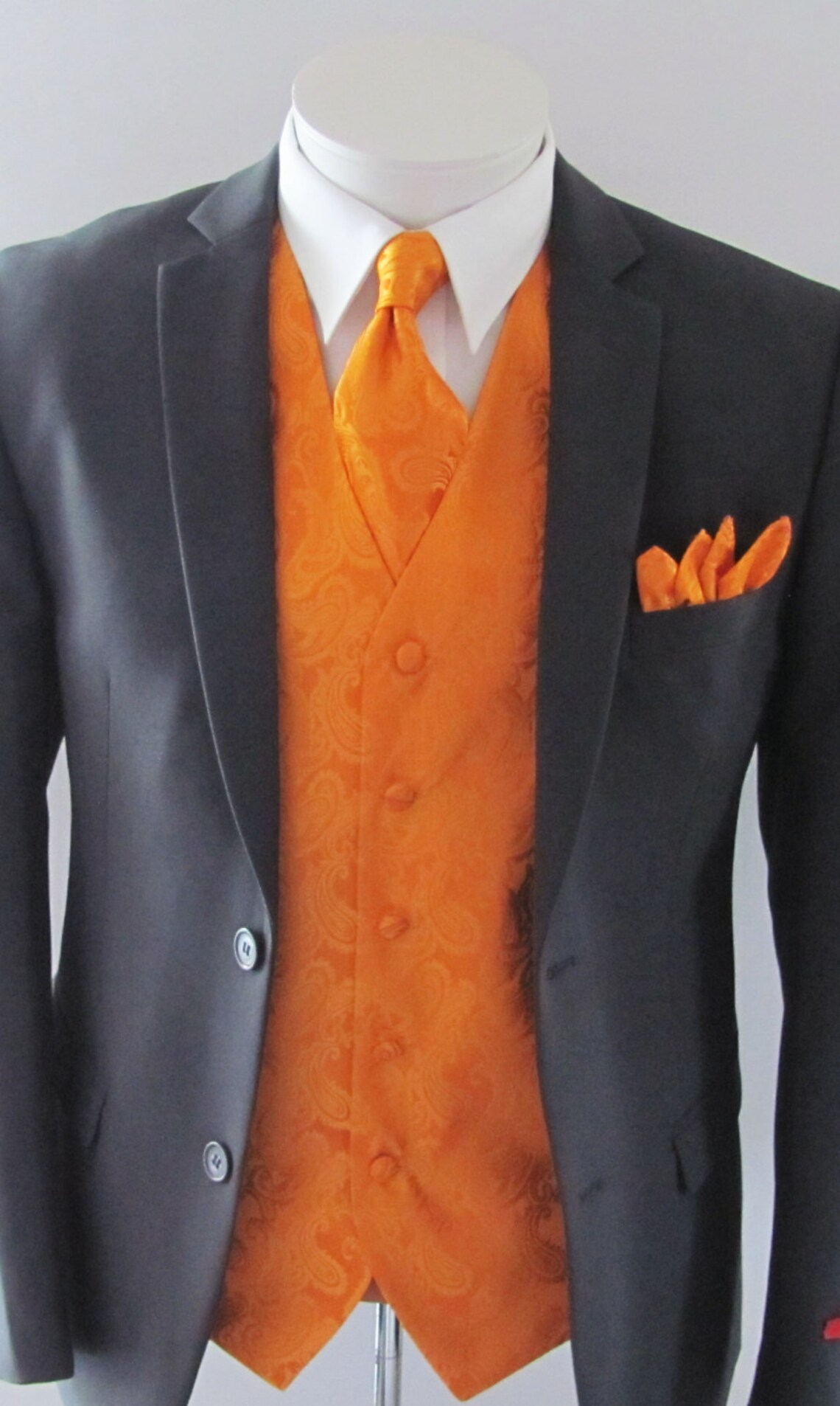 Mens Vest Burnt Orange Tone On Tone Satin Paisley Mans Vest | Etsy