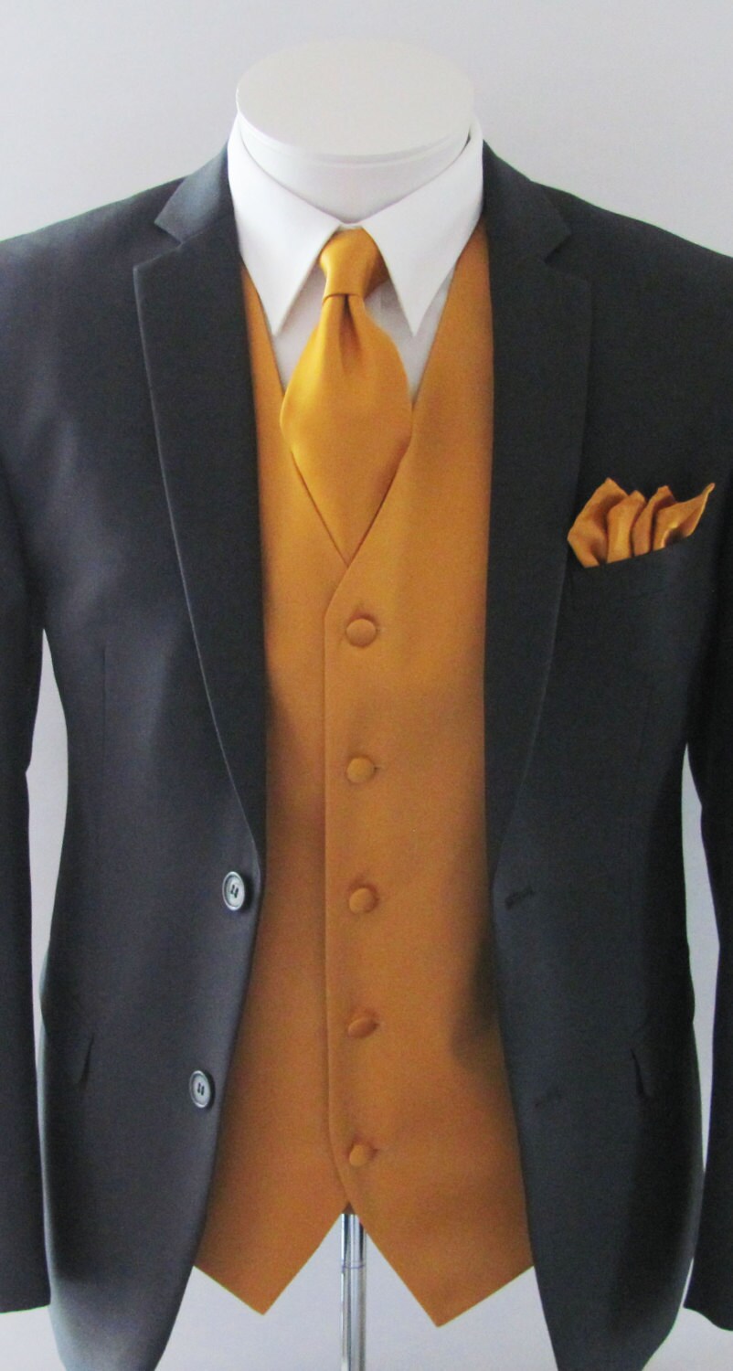 Mens Vest Mustard Gold Smooth Satin and Material Covered - Etsy