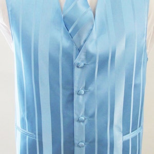 Mens Vest Light and Bright Light Blue Tone on Tone Stripes Full Back 2 ...