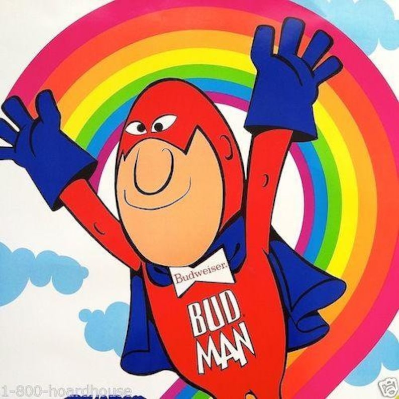 Vintage Original BUD MAN Budweiser Beer Advertising Poster | Etsy