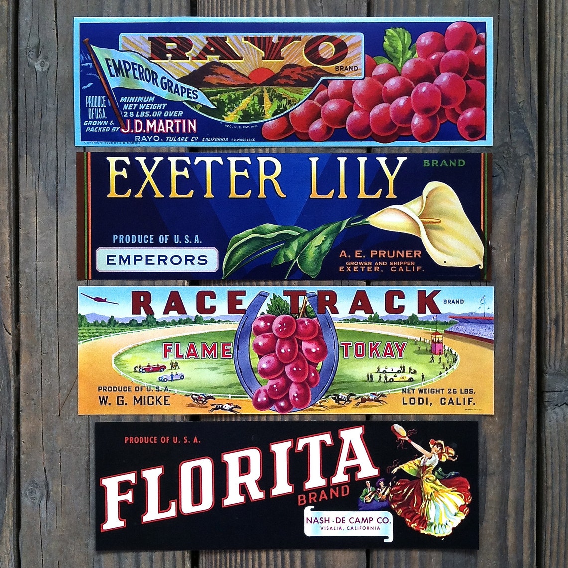 100 Diff Vintage GRAPE LABEL Citrus Crate Label Collection LOT 1920s ...