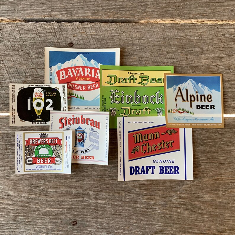 20 Vintage Original CALIFORNIA BEER Bottle Labels Lot Collection 1950 ...