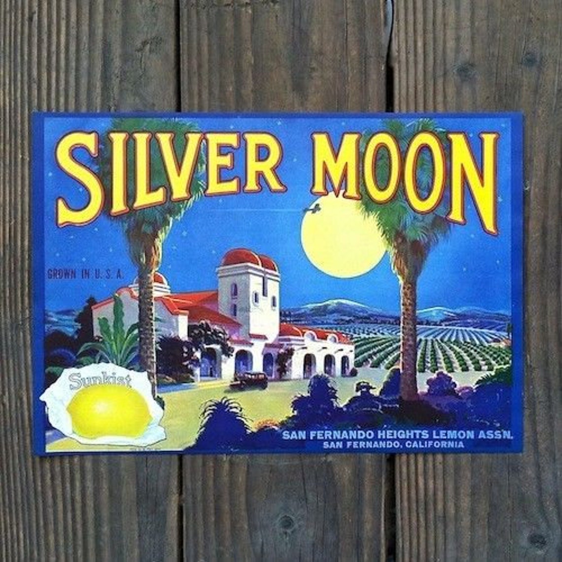 SILVER MOON Sunkist Lemon Citrus Crate Label 1930s - Etsy