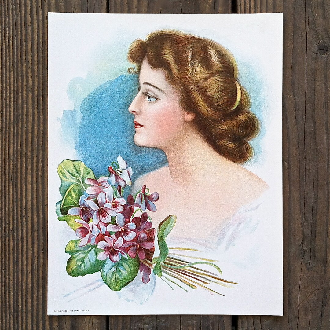 Vintage Original VIOLET FLOWER Victorian Stone Lithograph Print 1909 - Etsy