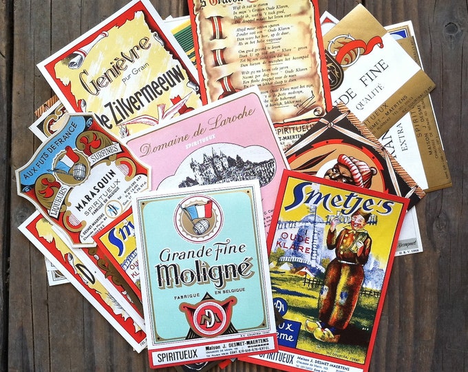 100 Vintage Original FRENCH WINE Label Collection 1920s-40s Bottle ...