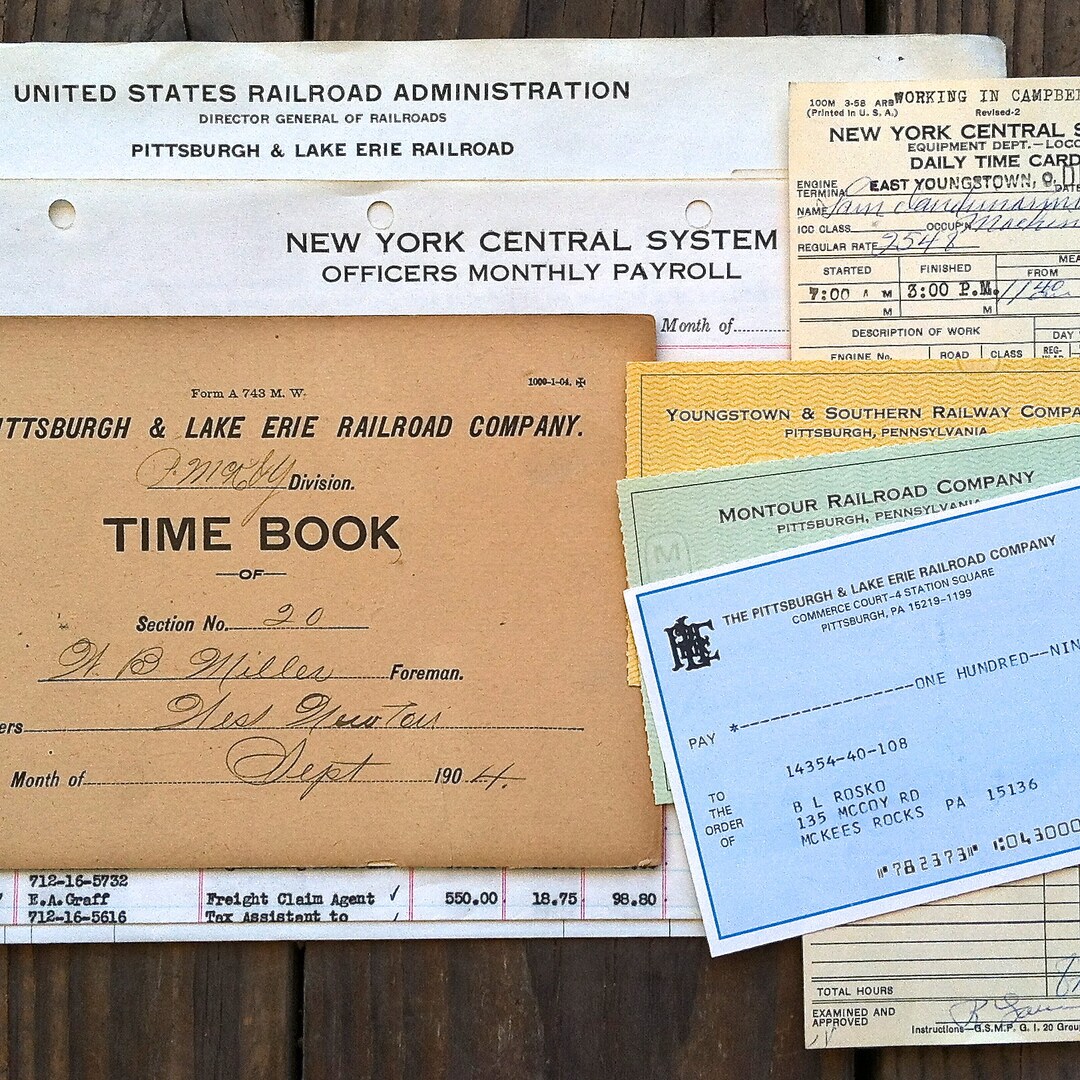 100 Vintage Original 1900-1980s RAILROAD TRAIN RAILWAY Paper Document ...