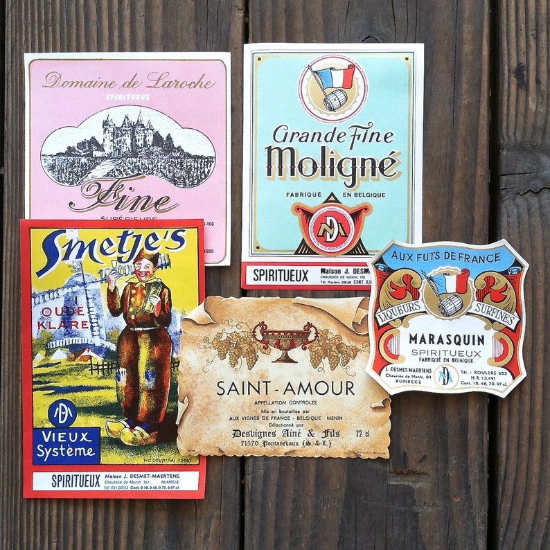 100 Vintage Original FRENCH WINE Label Collection 1920s-40s Bottle ...